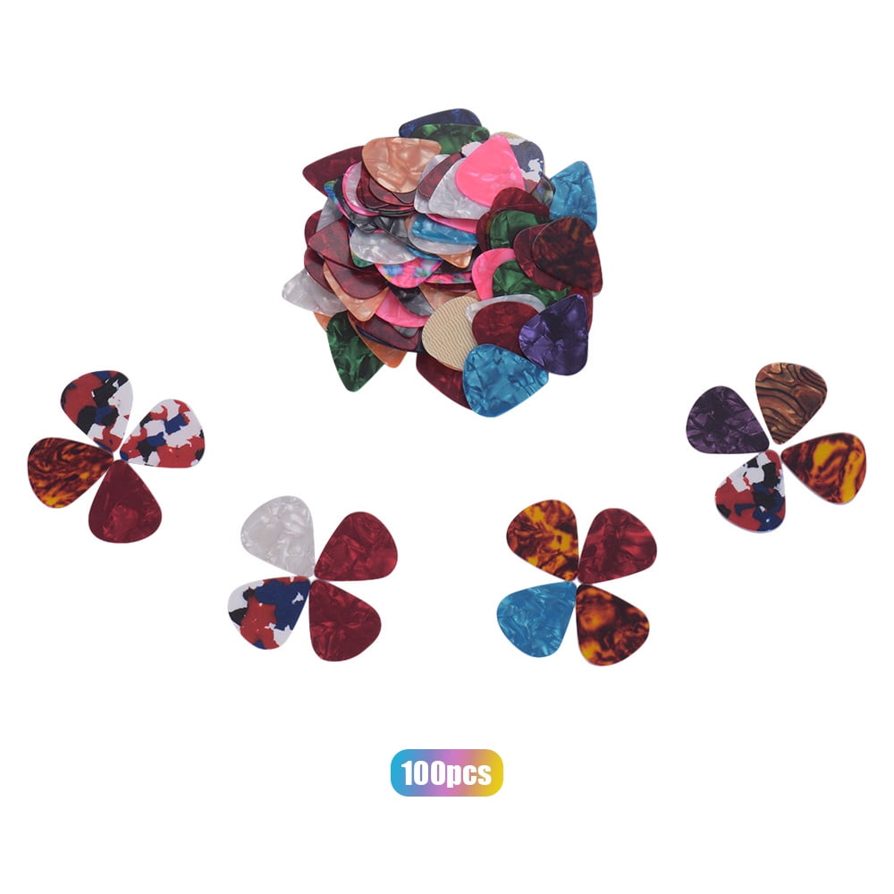 Lifcasual 100pcs/Pack Colorful Celluloid Guitar Picks For Bass Electric Acoustic Guitars (Colors & Thickness 0.46mm/0.71mm/0.96mm Random Delivery) 100