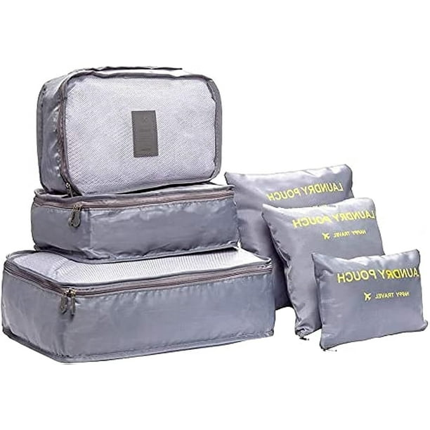 6-Piece Travel Packing Cubes Set with Underwear Bag - Gray Luggage ...