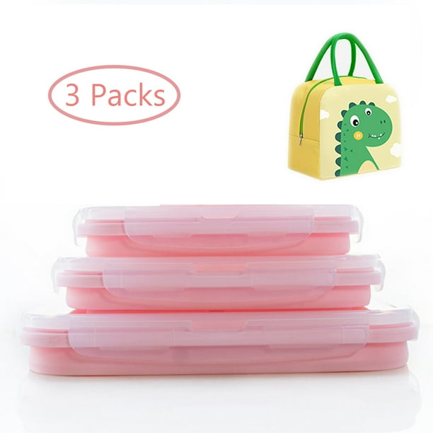 Collapsible Silicone Food Storage Containers Lunch Box, Large Set of 3 ...