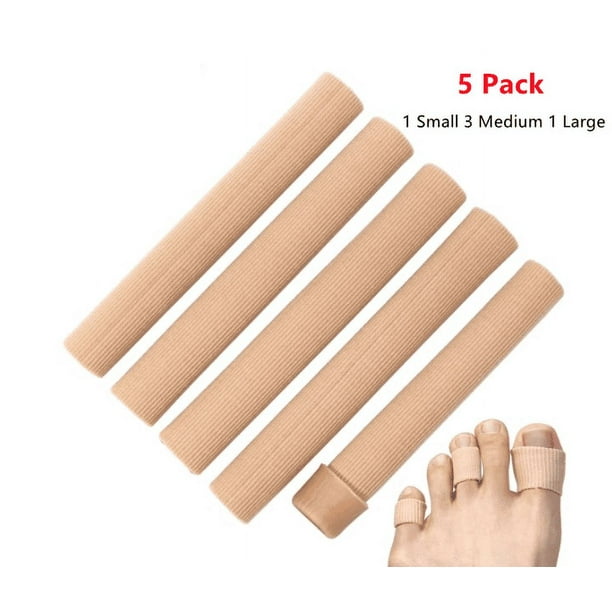 5 Pcs Toe Tubes Sleeves Protectors Cushions, Fabric & Gel Lining Finger ...