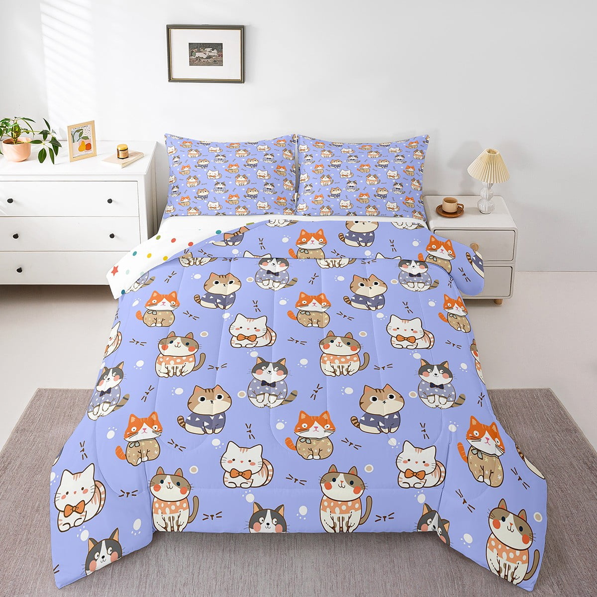 Click here for Yst Kawaii Cat Bedding King Size For Boys Girls Cu... prices