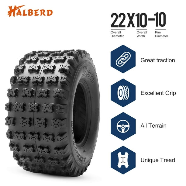 HALBERD 22x10-10 22x10x10 ATV Tires Sport Quad 4 Ply All Terrain Rear ...