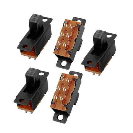 5pcs DPDT 2 Position 6 Terminals Panel Mount Horizontal Slide Switch ...