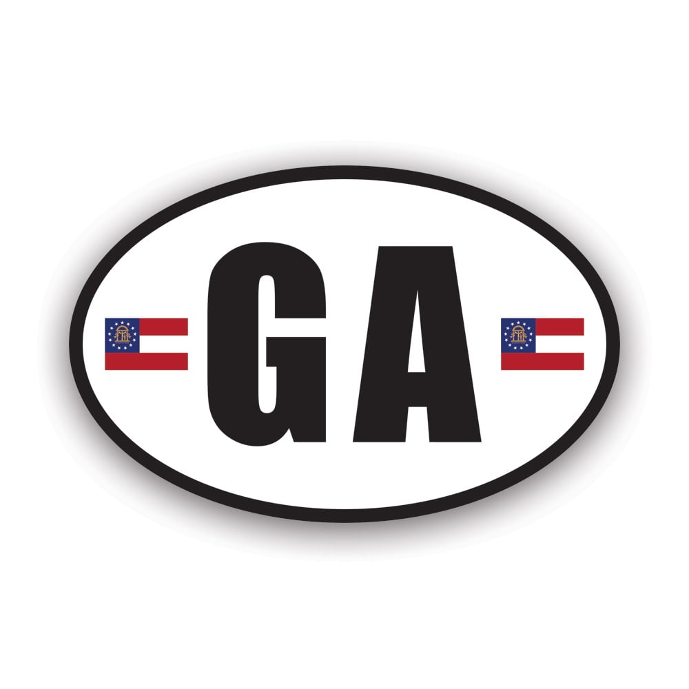 Georgia Flag Oval Sticker Decal - Self Adhesive Vinyl - Weatherproof ...
