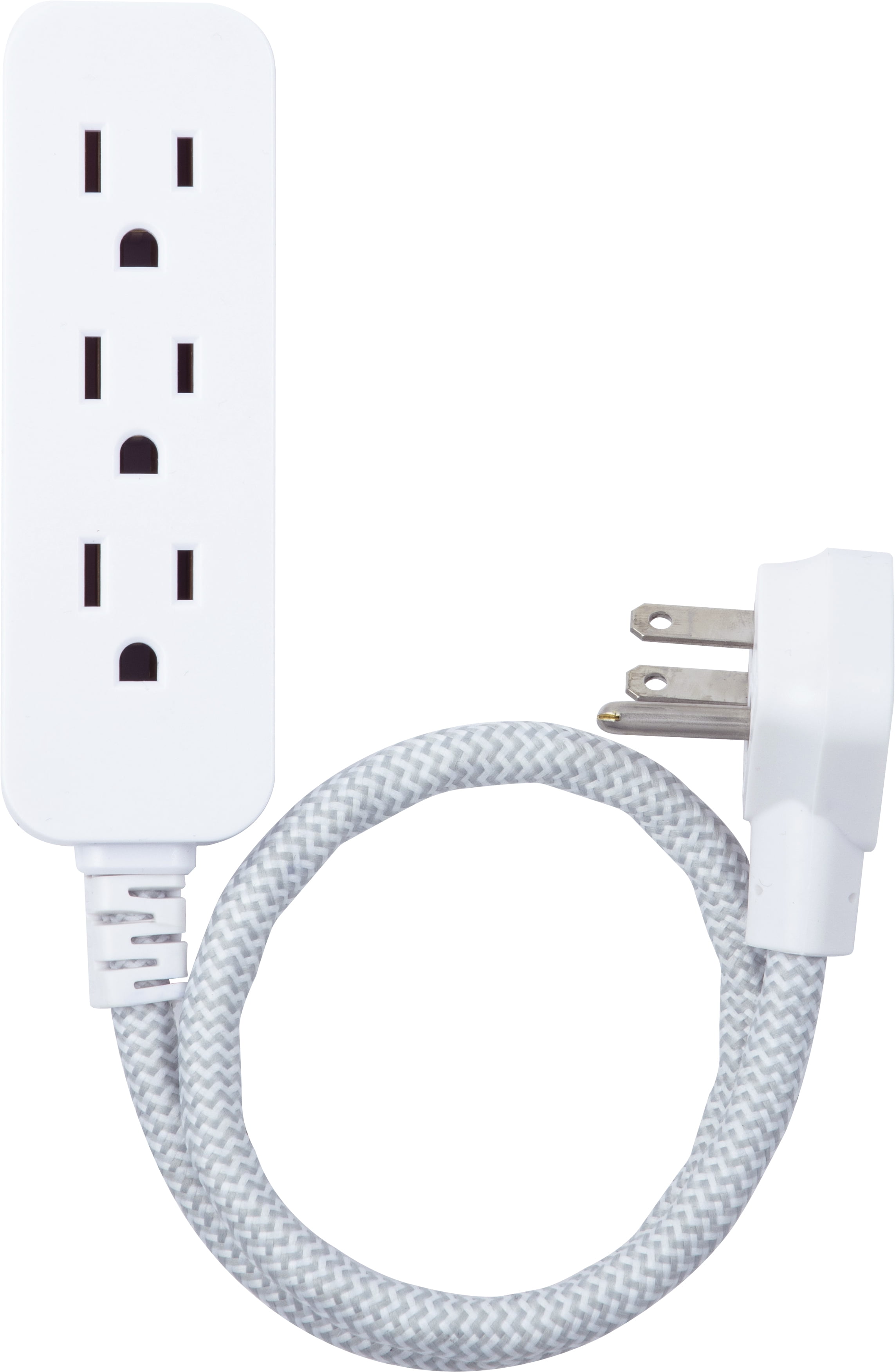 GENERAL ELECTRIC 3-Outlet Grounded Extension Cord, Braided, 1 Feet ...