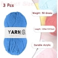 3Pcs Blue Acrylic Yarn 400 Yard 4 Ply Soft Crochet Yarns Sport Weight ...