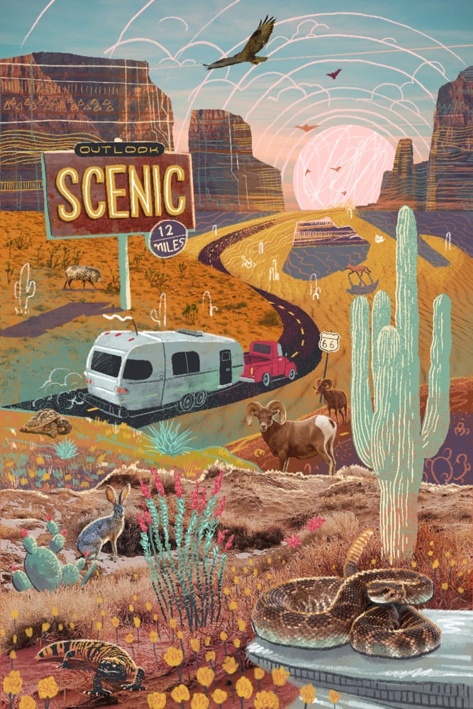 Outlook Scenic Collage, Desert (16x24 Giclee Gallery Art Print, Vivid ...