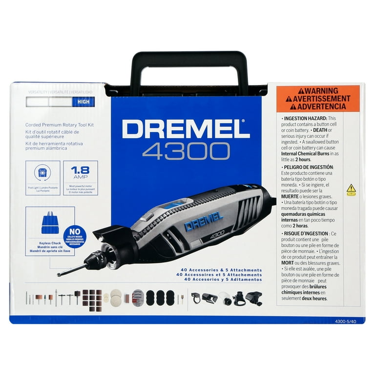 Dremel 4300 5 40 High Performance Corded Electric Rotary Tool Kit Handheld with 5 Attachments and 40 Accessories Walmart
