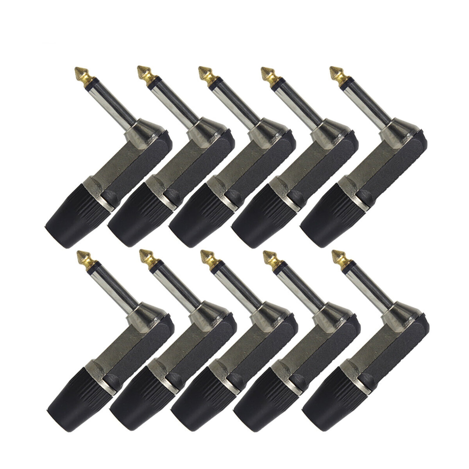 10* 1/4 in 6.35mm Jack Plugs Guitar Cable End Connectors Right Angle ...