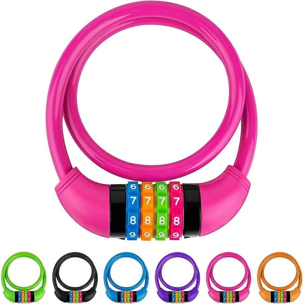 Candado de cable para bicicleta. Candado de cable para bicicleta con combinación de 4 dígitos y ...
