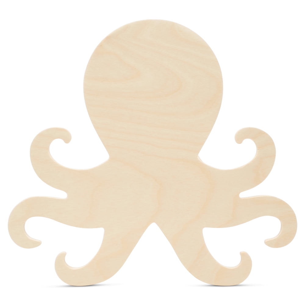 Wood Octopus Cutout 11 x 12 inches, Pack of 25 Unfinished Wood Door ...
