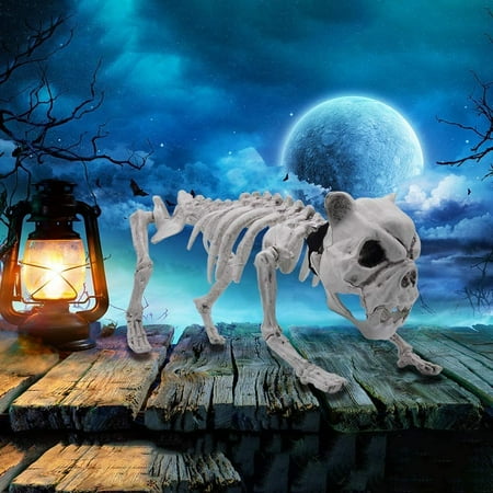 Halloween Decoration 16” Pose-N-Stay Puppy Skeleton Plastic Dog Bones ...
