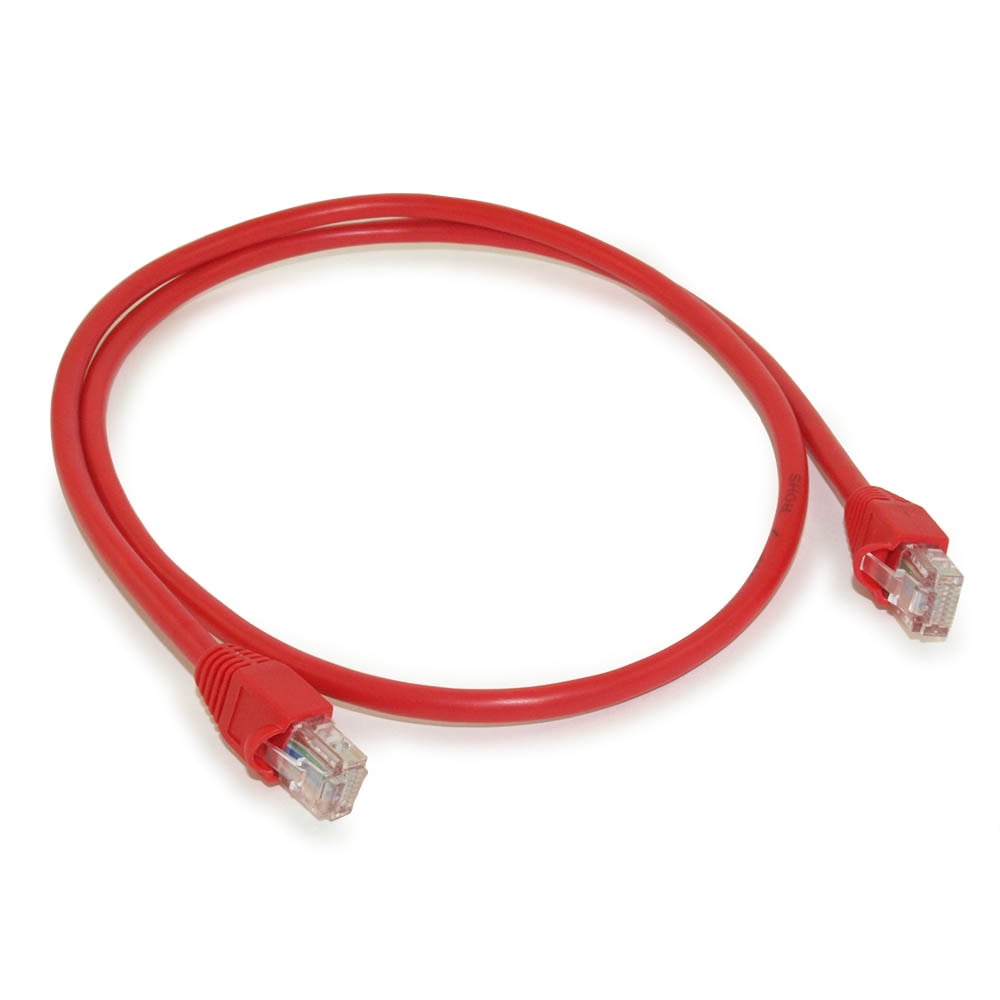 3ft Cat5E Ethernet RJ45 Patch Cable, Stranded, Snagless Booted, RED ...