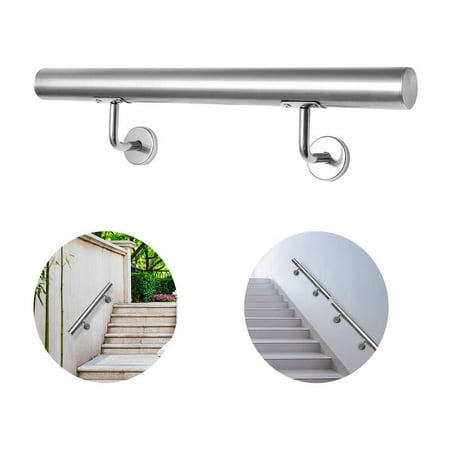 Handrail, stainless steel round stair railing, inside & outside Ø 42 mm ...