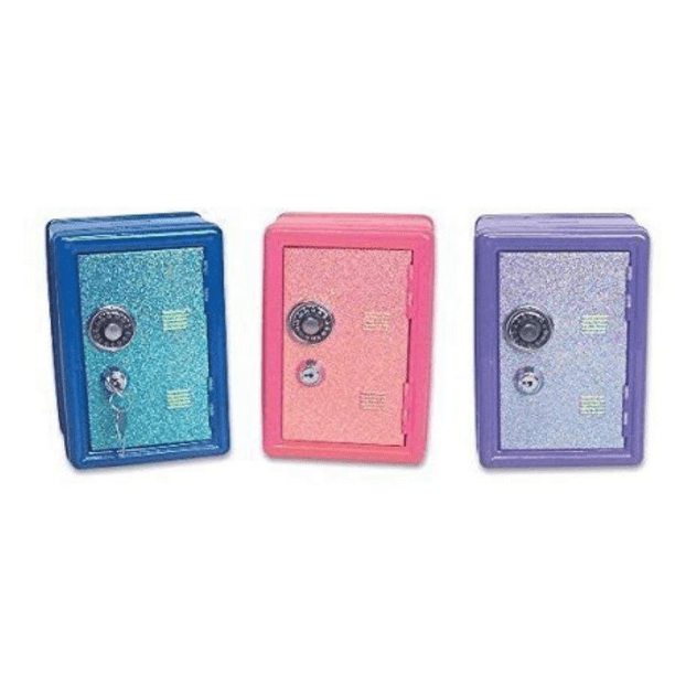 Metal Toy Safe, Locker Bank with Glittery Door, Key Lock plus ...