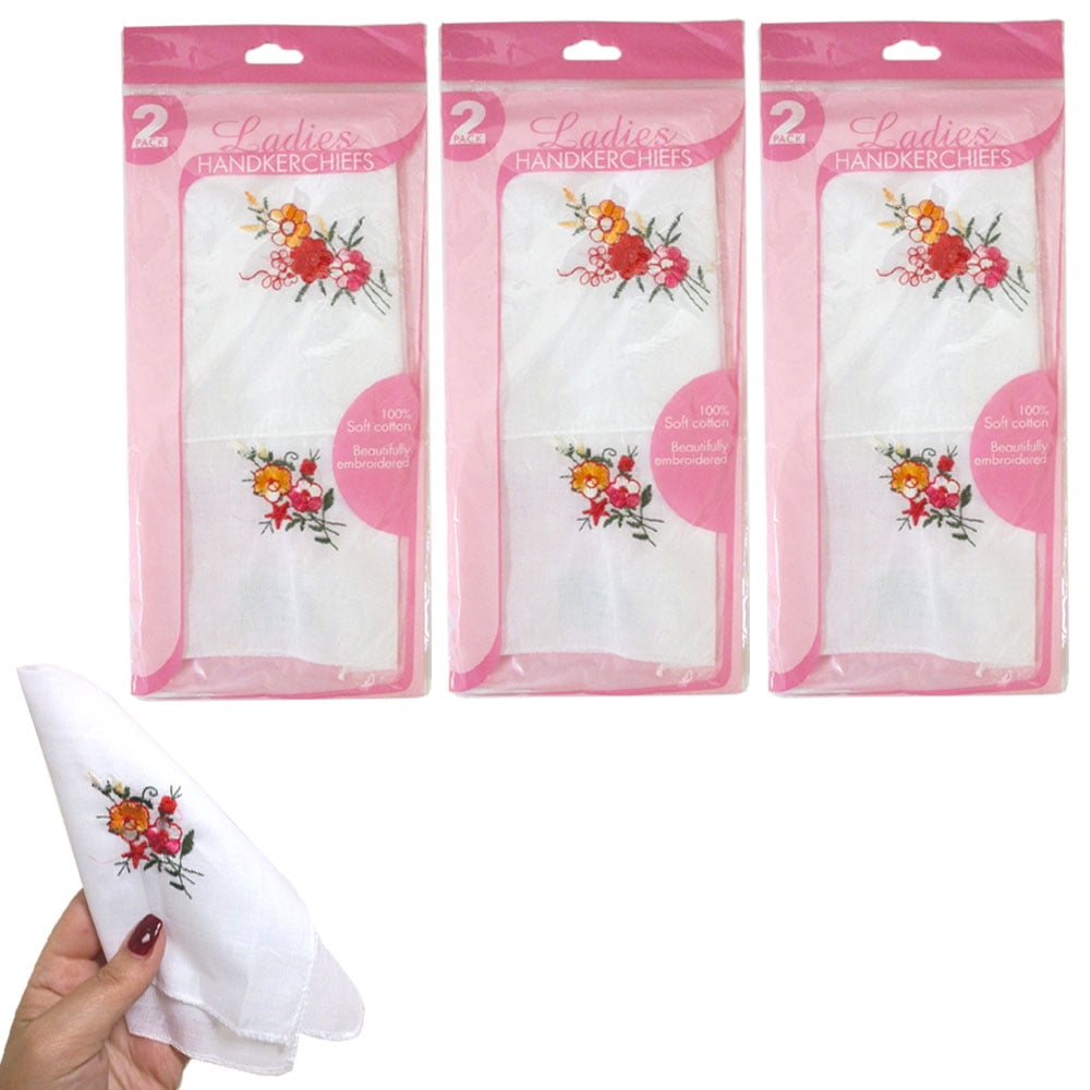 AllTopBargains - 6 Ladies Handkerchief 100% Cotton Pocket Lady Women ...