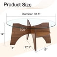 JERFIT 31.5 inch Round Coffee Table with Tempered Glass Top and Walnut ...