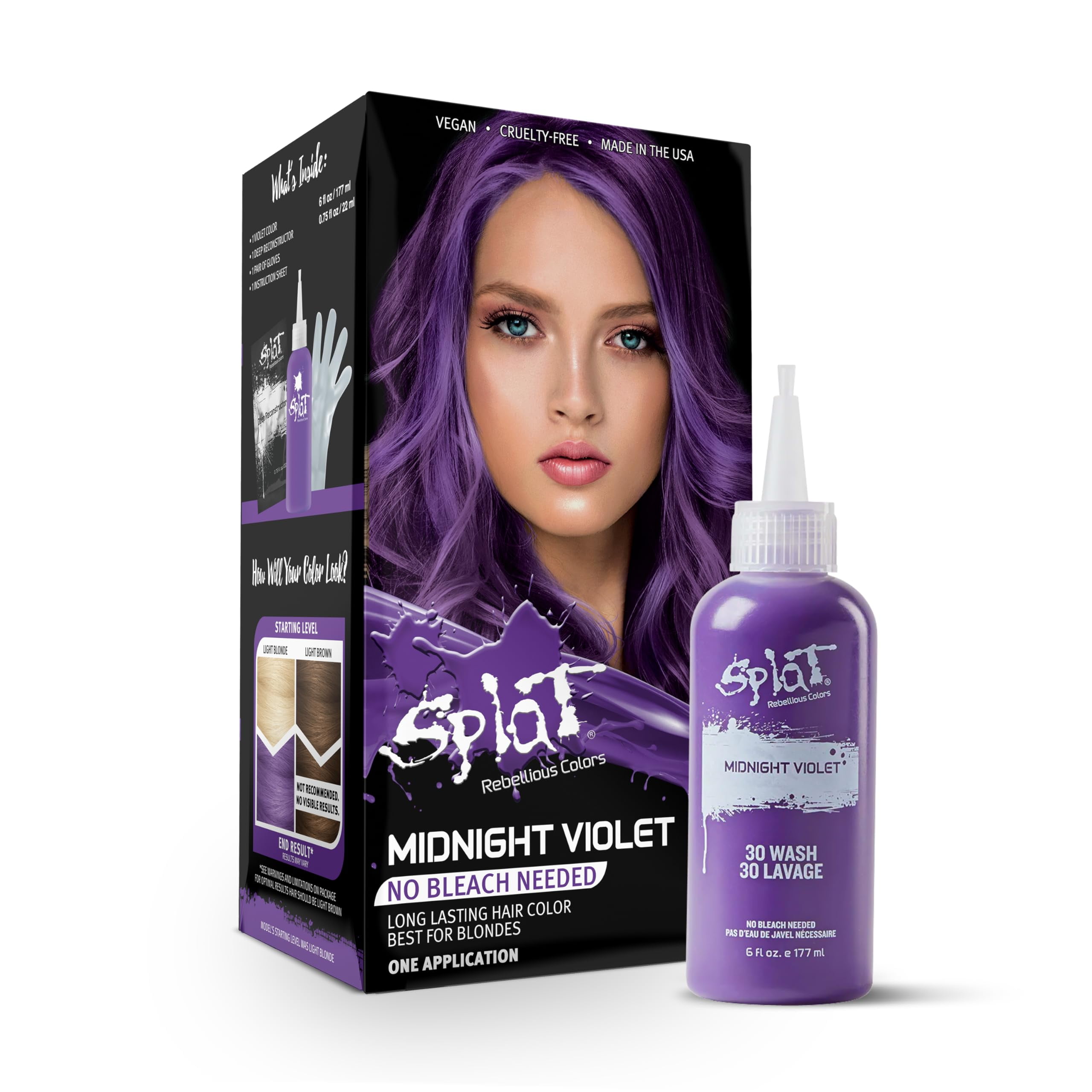 Splat Midnight Violet Kit de tinte para cabello semipermanente para ...
