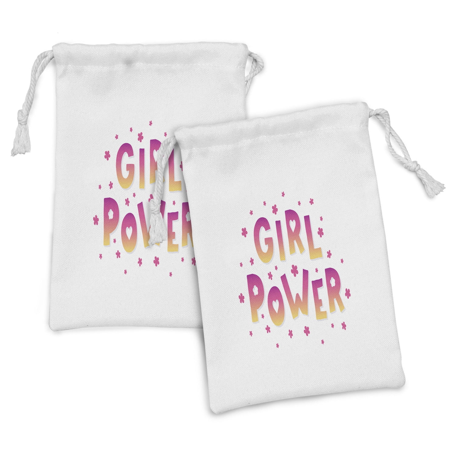 Girl Power Fabric Pouch Set of 2, Lettering with Ombre Style Letters ...
