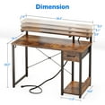 40 Inch Desk with Drawers, Power Outlets & Monitor Stand, Vintage Style ...