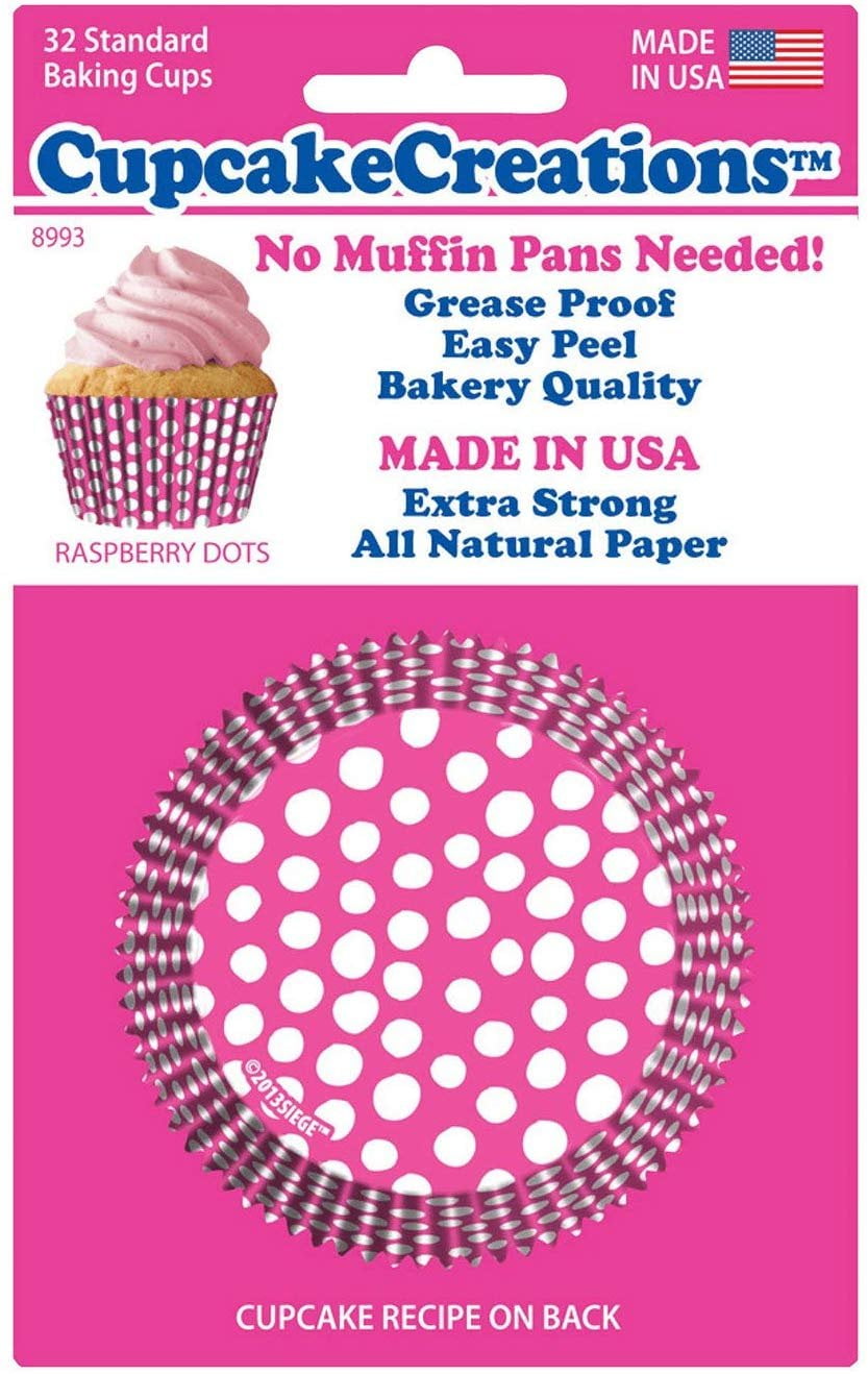 Cupcake Creations 32 Count Cupcake Baking Papers Raspberry Dots ...