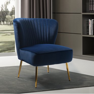 Noble House Simon Velvet Wingback Chair, Blue - Walmart.com