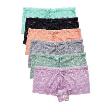 6-Pack Women's Lace Boyshorts Bikini Panties Sexy Boy Shorts Panty ...