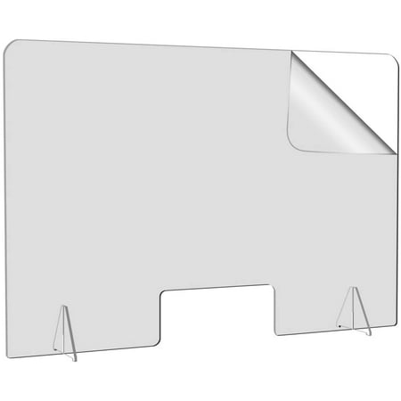48"W-32"H Plexiglass Barrier for Counter and Desk, Plastic Large Clear ...