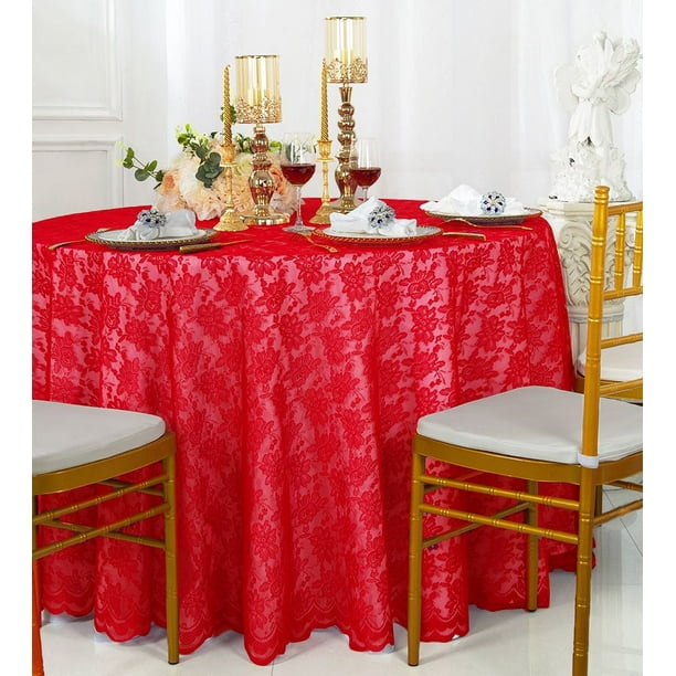Wedding Linens Inc. 108" Round Lace Table Overlays, Lace Tablecloths ...