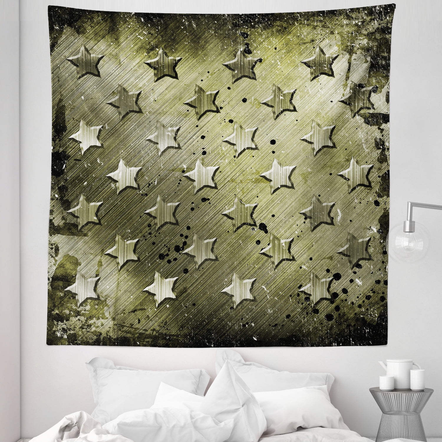 American Tapestry, Grunge Effect with Carving Art Style Star Patterns ...