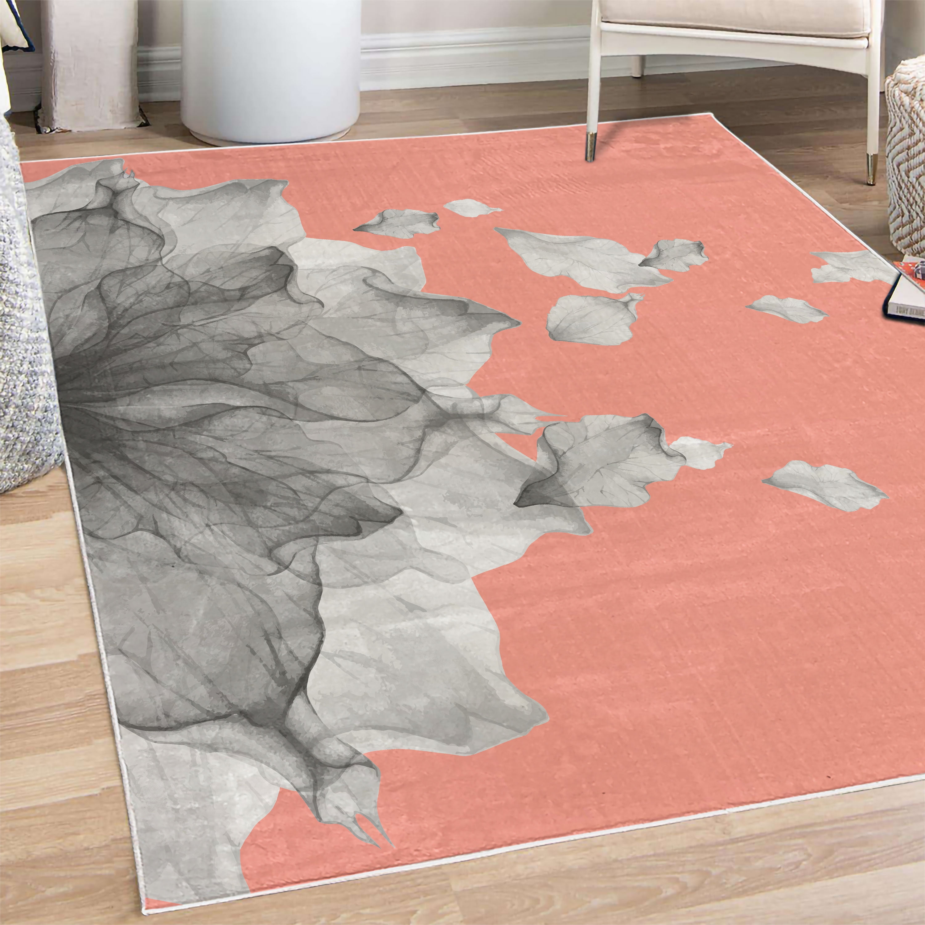 Flower Decorative Rug, Abstract Themed Modern Futuristic Image with ...