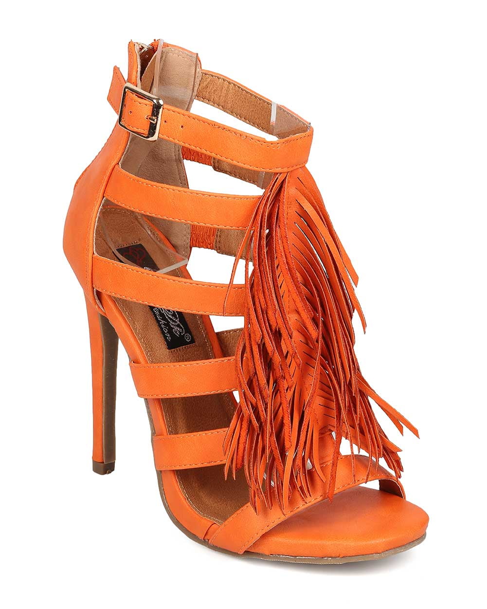 New Women DbDk Blairy-2 Leatherette Open Toe Strappy Fringe Stiletto ...