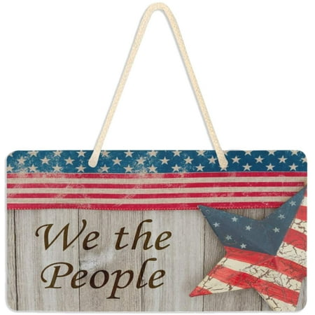Vintage American Flag Door Sign Plaque Memorial Day 4th of July Welcome ...