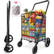 SEEKER Compact Folding Collapsible Adult Grocery Cart with Removable ...