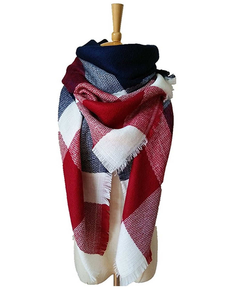 PaZinger Women's Warm Plaid Large Tartan Scarf Cape Blanket Scarves ...
