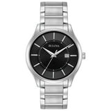 Bulova Men's Stainless Steel Dress Watch, Black Dial 96B267 - Walmart.com