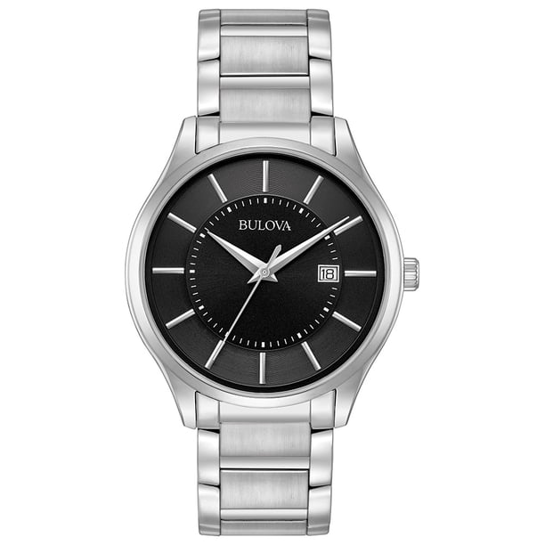 Bulova - Bulova Men's Stainless Steel Dress Watch, Black Dial 96B267 ...
