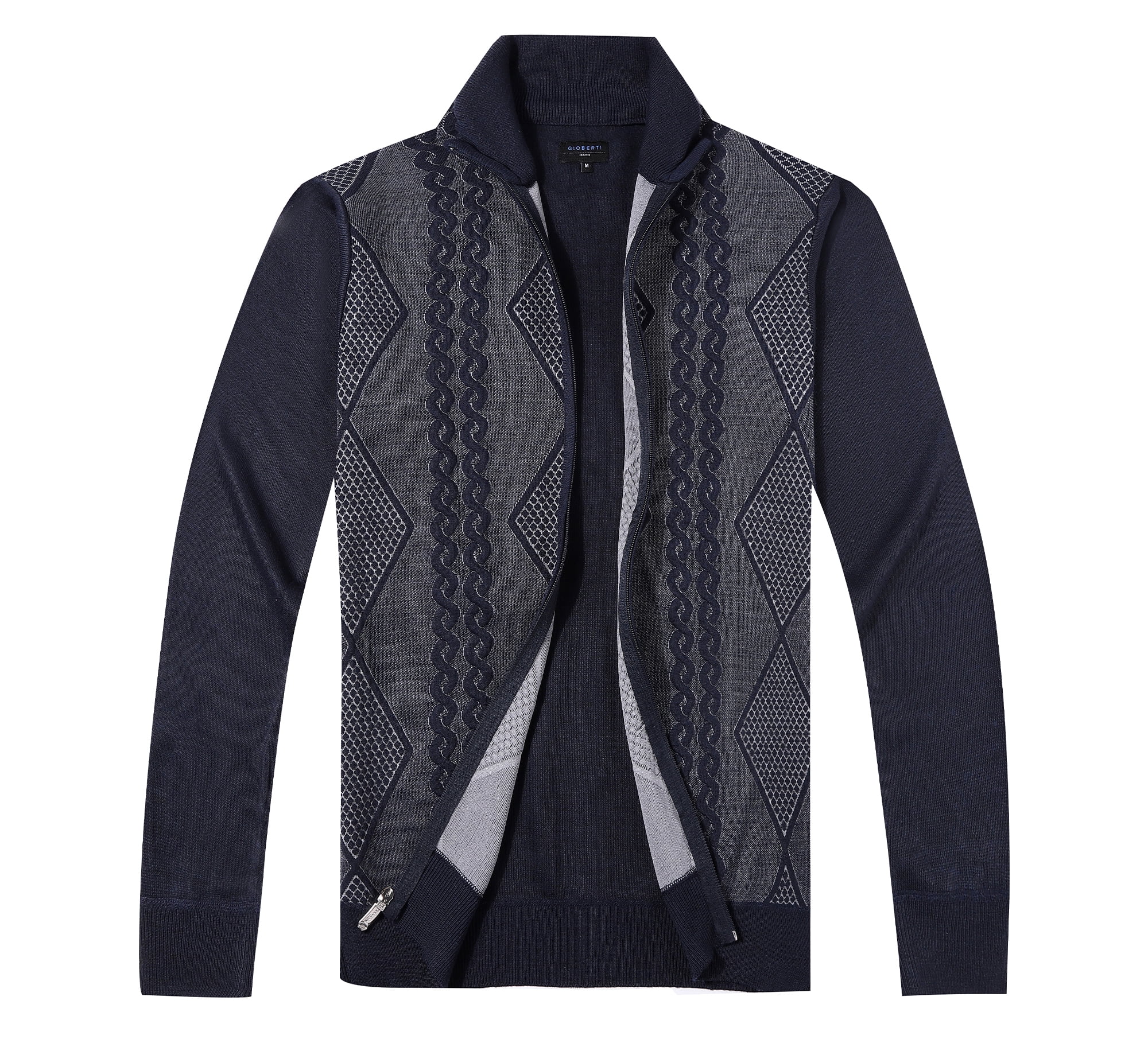 Gioberti Men's Full Zip Lightweight Geometric Design Cardigan Sweater ...