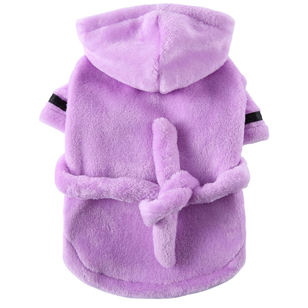 Puppy robe Dog dry towel robe with hood and belt, easy to wear ...
