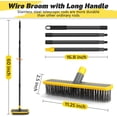 Heavy Duty Broom Wire Floor Scrub Brush with Long Handle, 2 in 1 Scrape ...