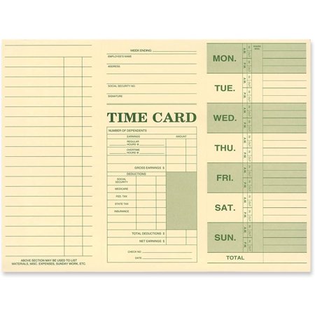 Employee Attendance Weekly Time Card (Pack of 250) | Walmart Canada