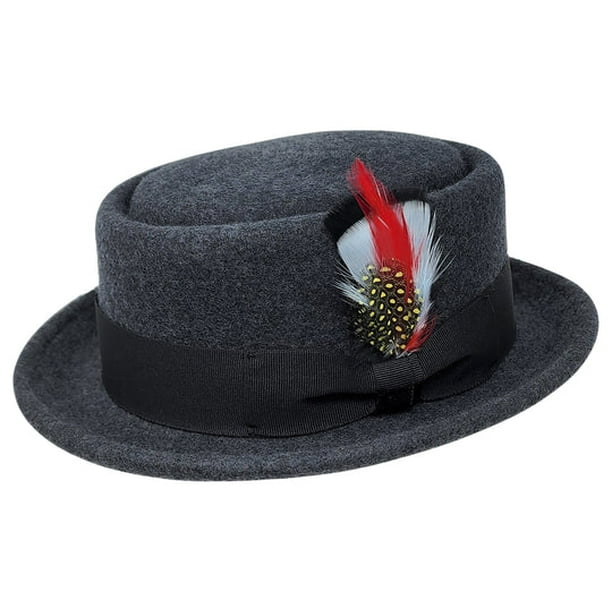 Different Touch Men Women Crushable Wool Felt Pork Pie Fedora Hats with ...