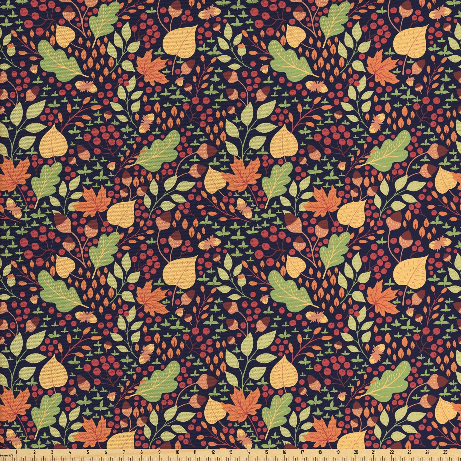 Nature Fabric by The Yard, Autumn Seasonal Botanical Composition with ...