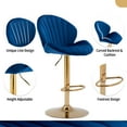 Dayalane Set of 2 Swivel Bar Stools, Adjustable, Velvet Upholstered ...