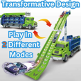 Kids Car Track Toys Carrier Transporter Truck Playset with 6 Alloy Race ...