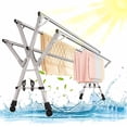 5Poles Clothes Drying Rack Stainless Steel Laundry Rack with Wheels ...