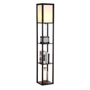 Brightech Maxwell Standing Tower Floor Lamp with Shelves and LED Bulb ...
