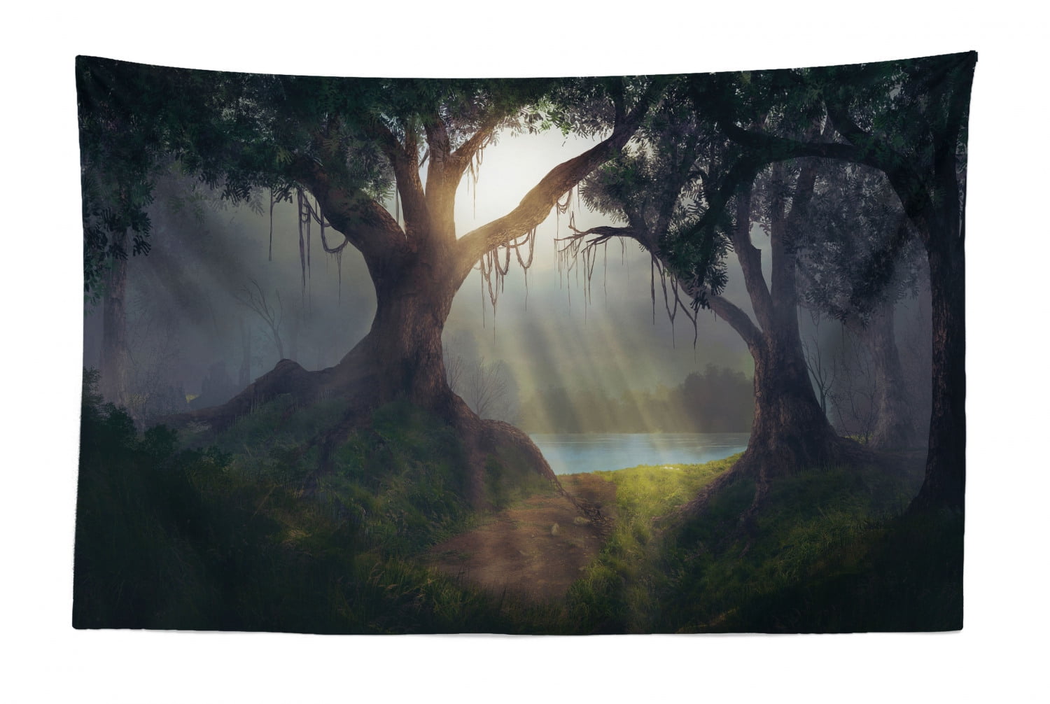 Dark Forest Tapestry, Single Tree in The Middle of a Deserted Area at ...