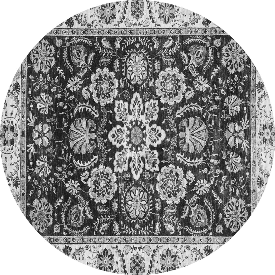 Ahgly Company Indoor Round Abstract Gray Modern Area Rugs, 4' Round ...