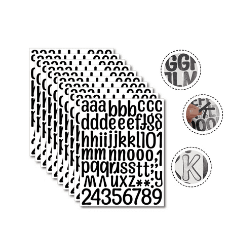 10 Sheets (Black) Self Adhesive Vinyl Letters and Numbers Set, Number ...